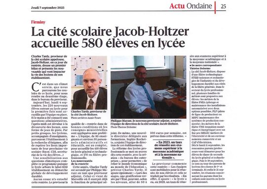 La cité scolaire Jacob HOLTZER accueille 580 élèves en lycée ...