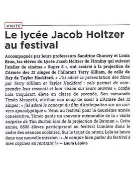 Le lycée Jacob Holtzer au festival - Actualités - Cité scolaire Jacob ...