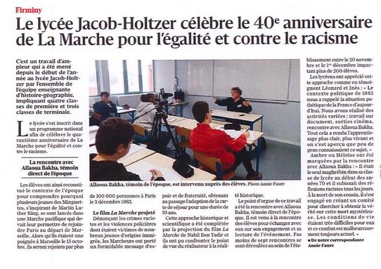 Le lycée Jacob-Holtzer célèbre le 40e anniversaire de La Marche pour l ...